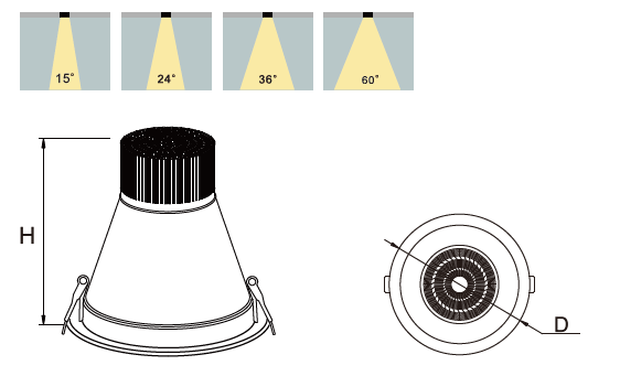 High ceiling recessed downlight
